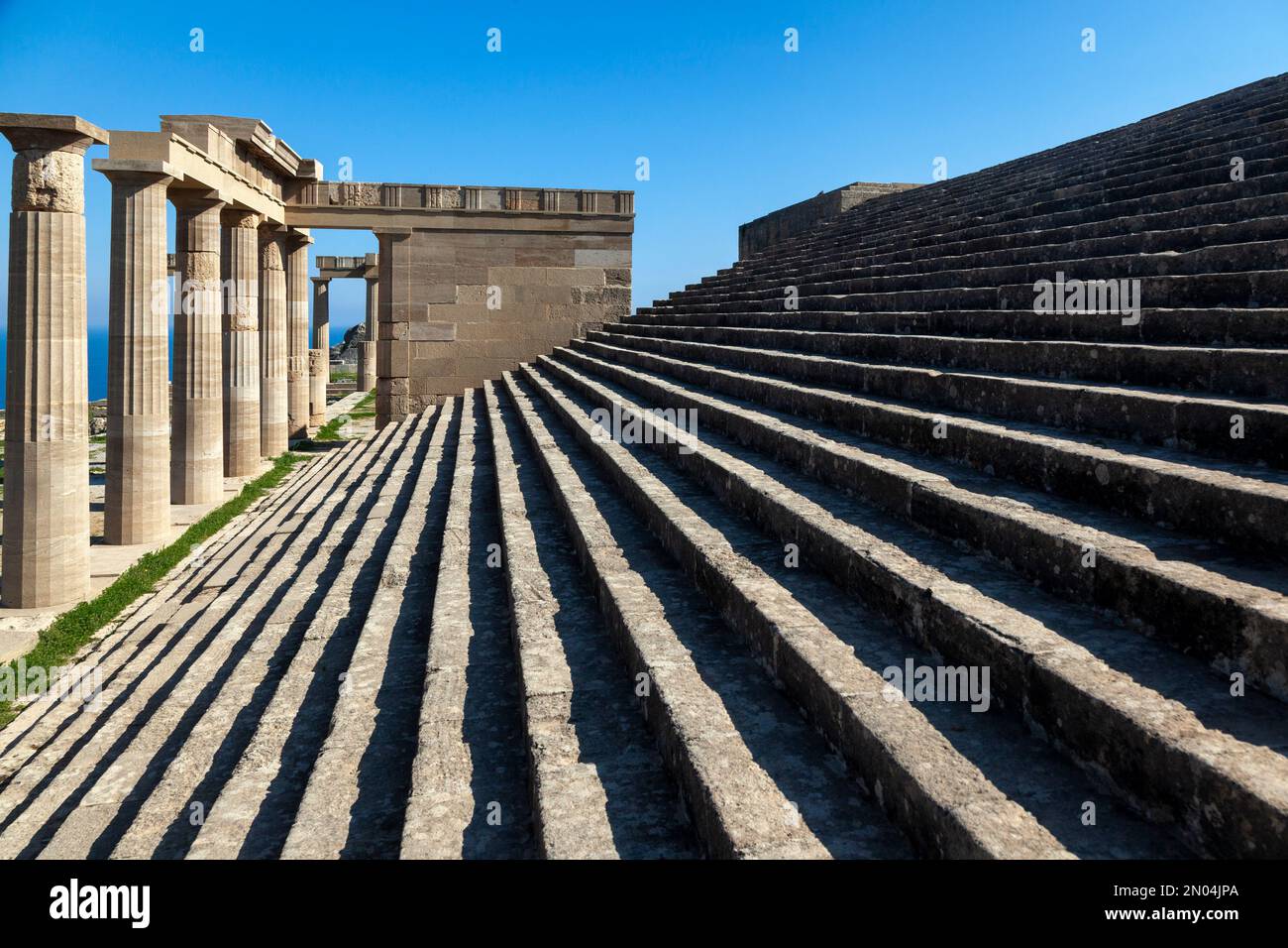 Ancient acropolis of Lindos, in Rhodes island, Greece. It is one of the ...