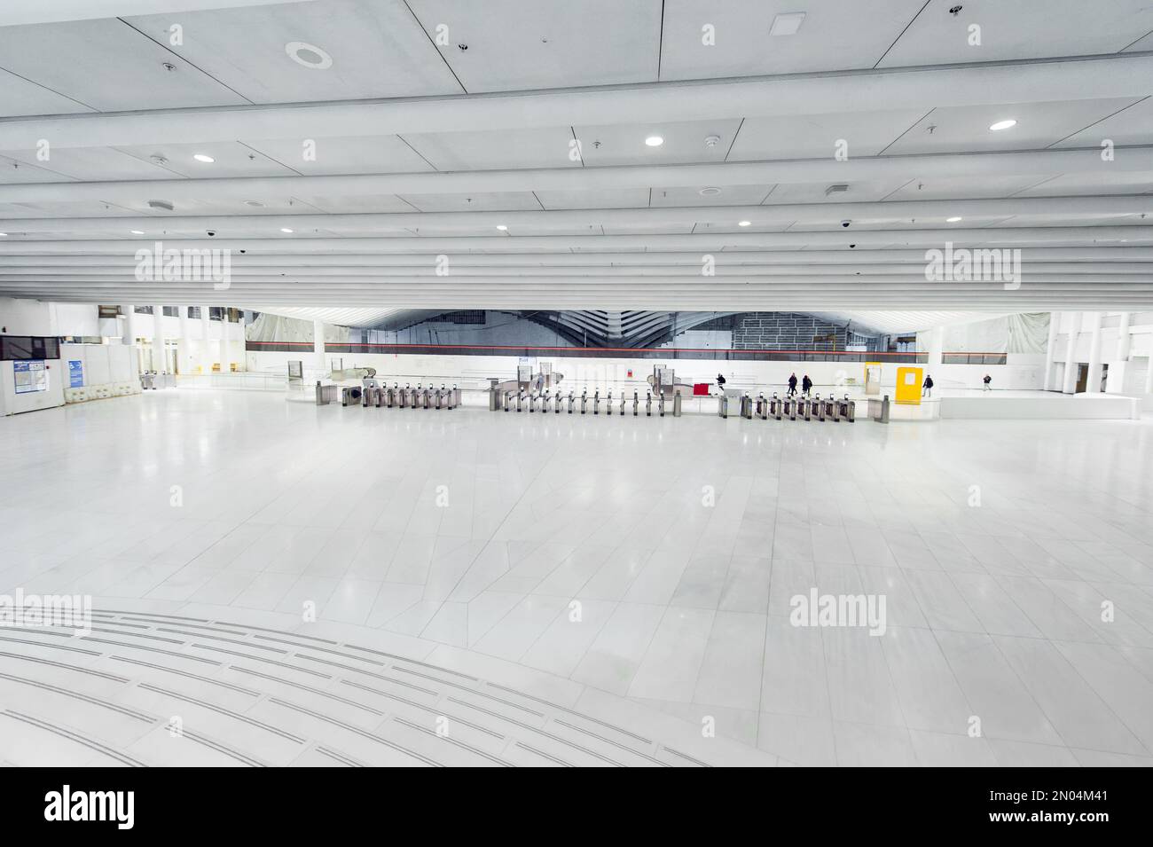 A view of the Path Train turnstiles at Santiago Calatrava's World Trade ...