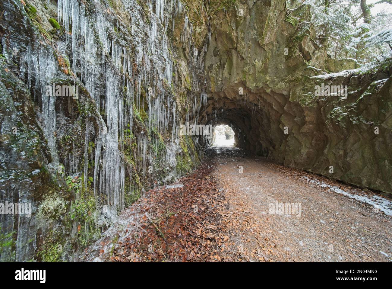 small tunnel in nature in southern Germany, for only one car Stock ...