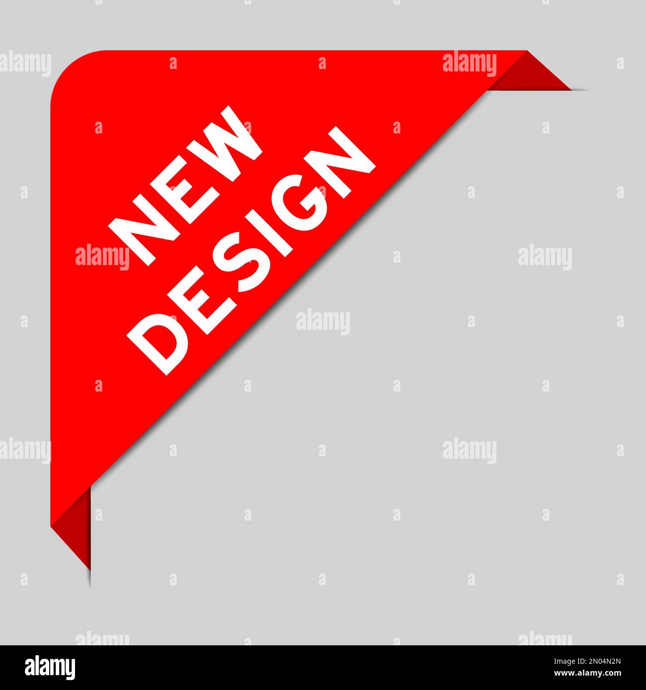 Red color of corner label banner with word new design on gray ...