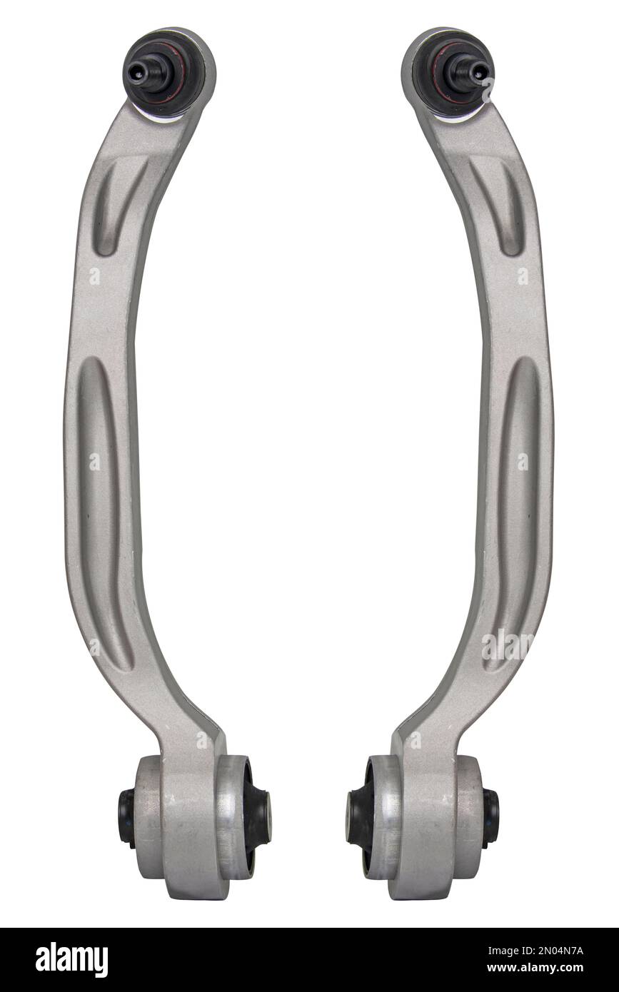 Car suspension arm aluminium detail isolated on the white background ...