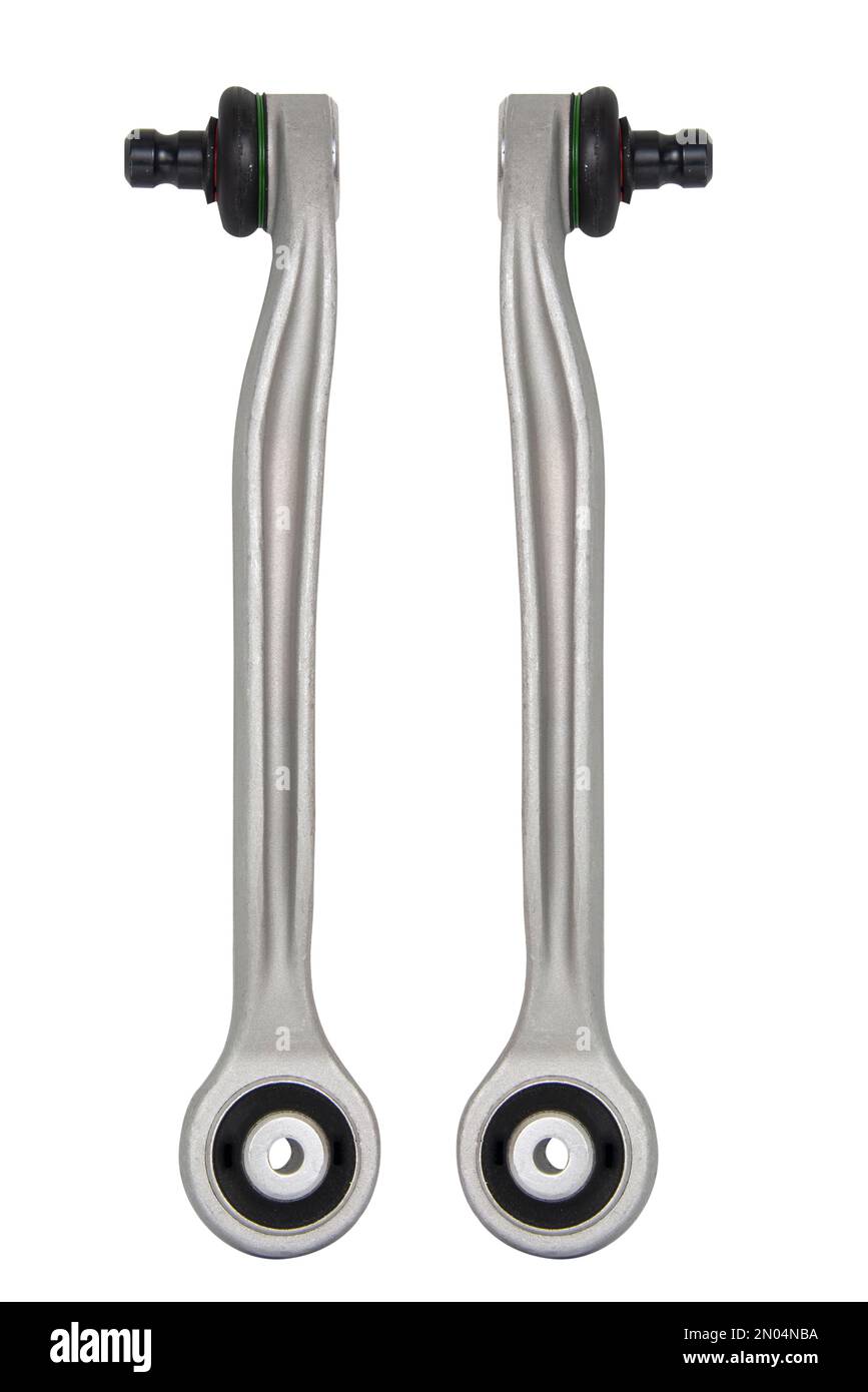 Car suspension arm aluminium detail isolated on the white background ...