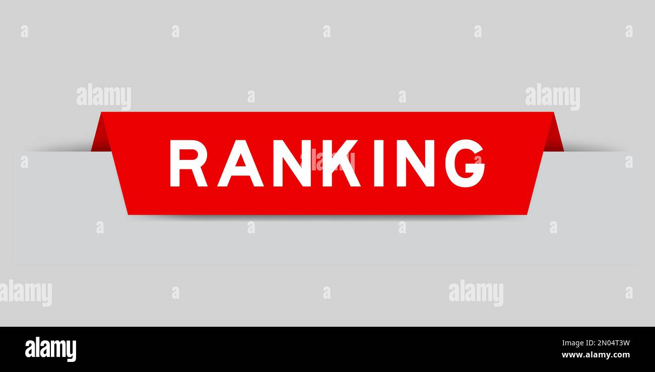 Red color inserted label with word ranking on gray background Stock ...
