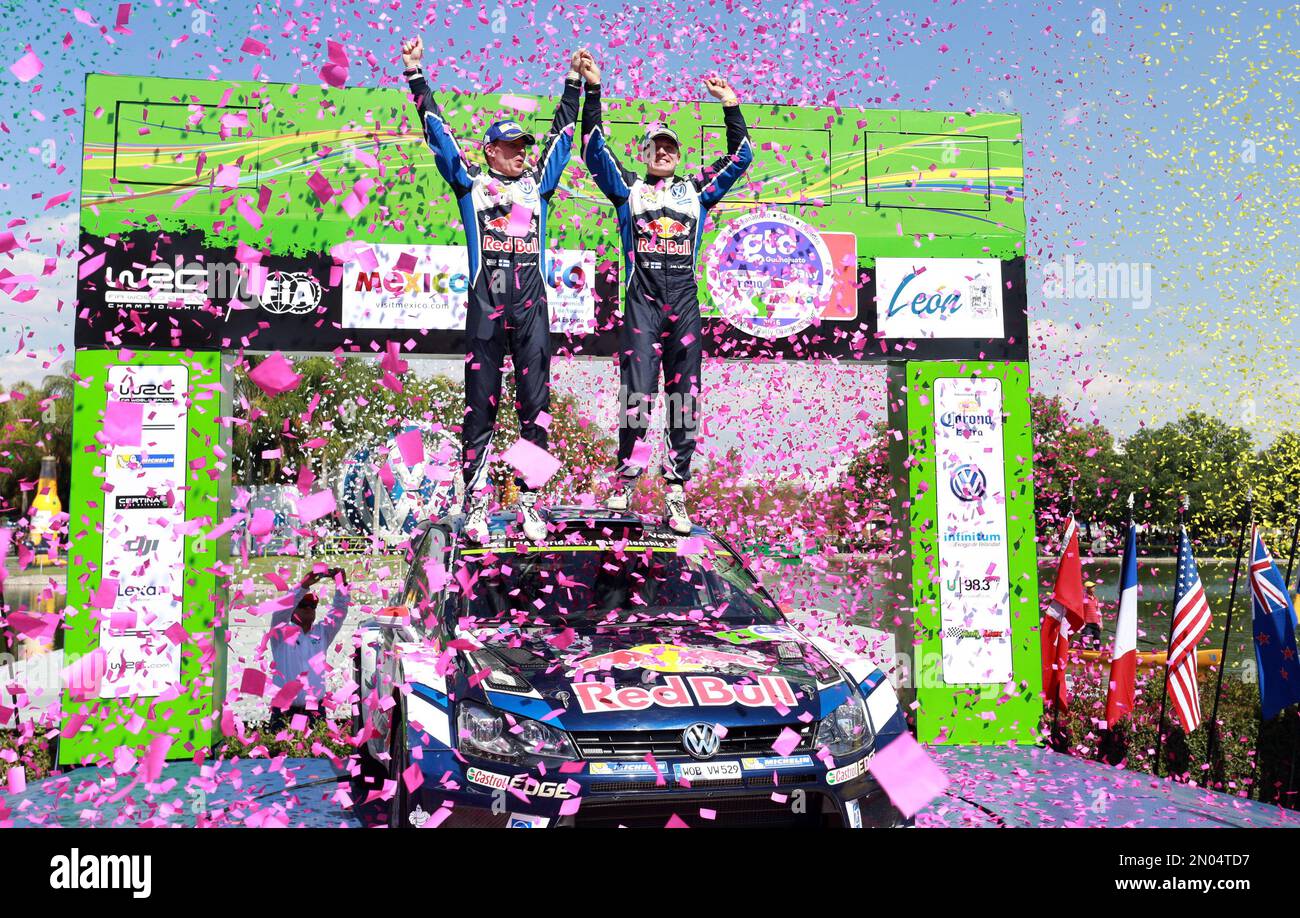 Volkswagen Motorsport team Jari Matti Latvala, right, and his co-pilot ...