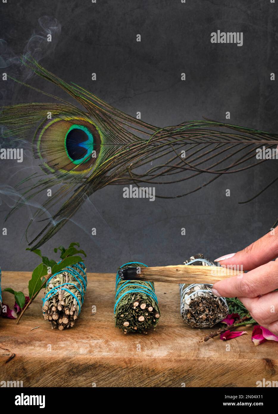 white sage incense group in front of white background Stock Photo - Alamy