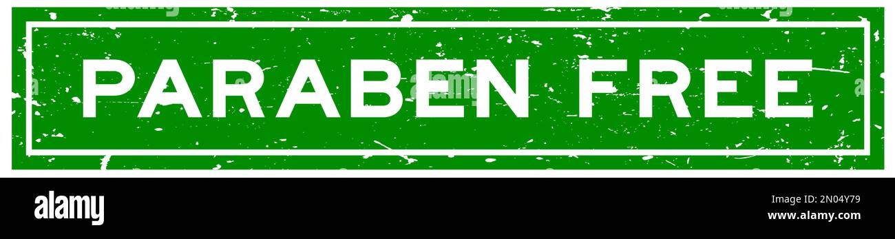 Grunge green paraben free word square rubber seal stamp on white ...