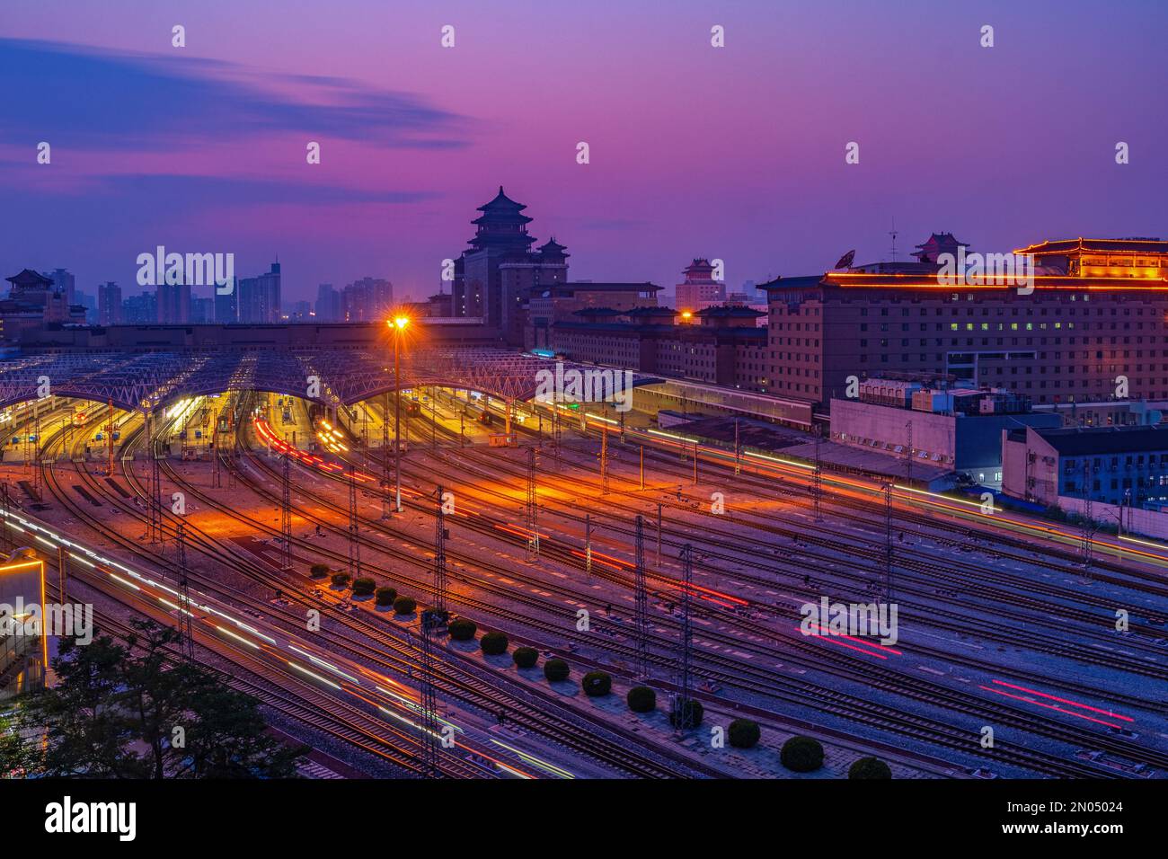 Beijing west railway station at night Stock Photo - Alamy