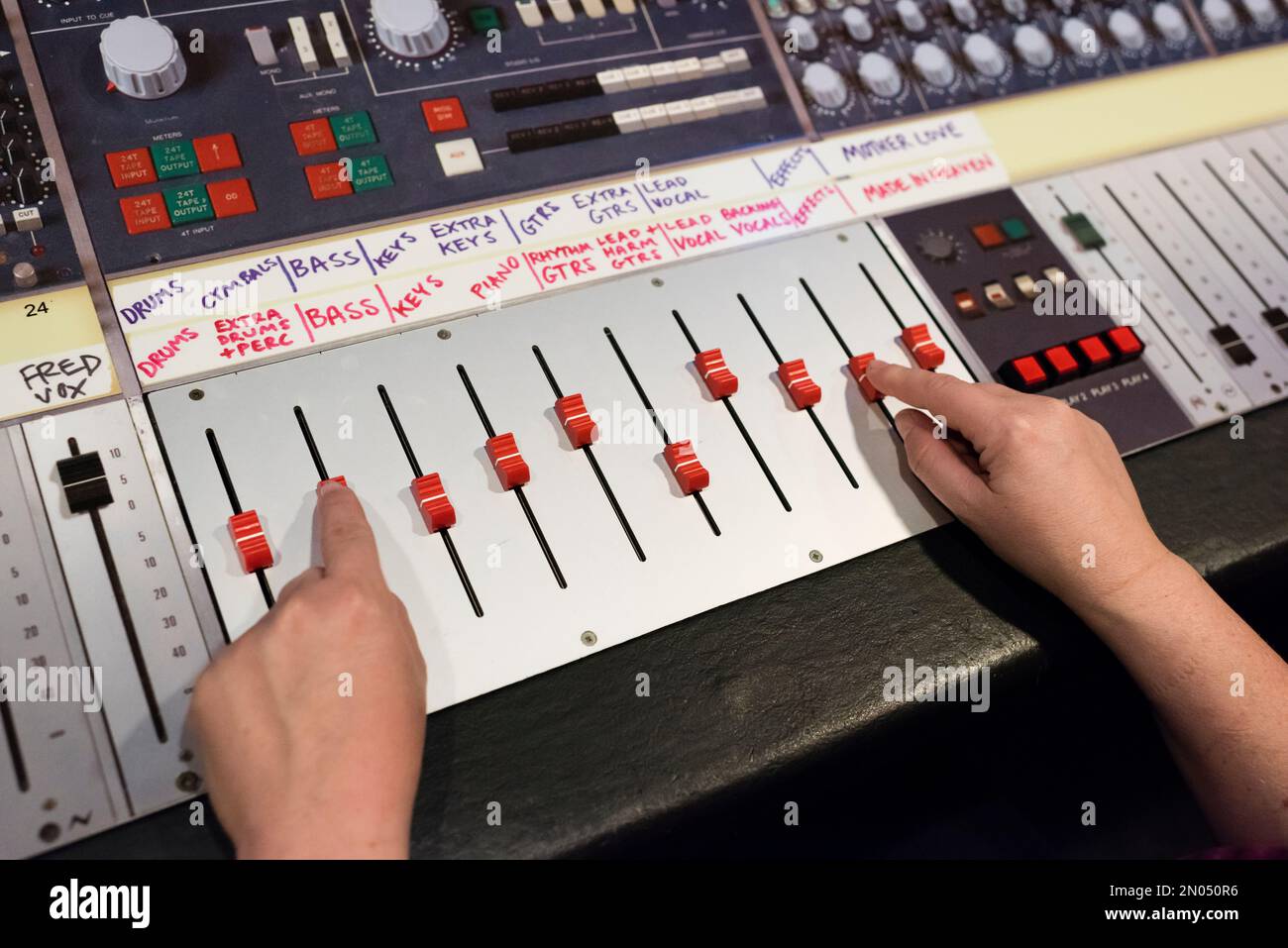 Vintage audio recording equipment in a professional analog recording ...