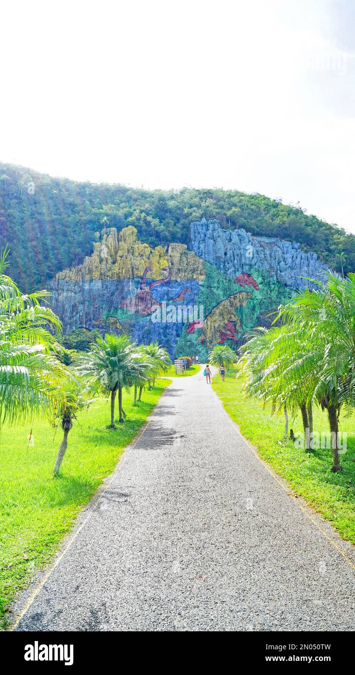 natural landscape and Mural in the Valley of Viñales in the Republic of ...