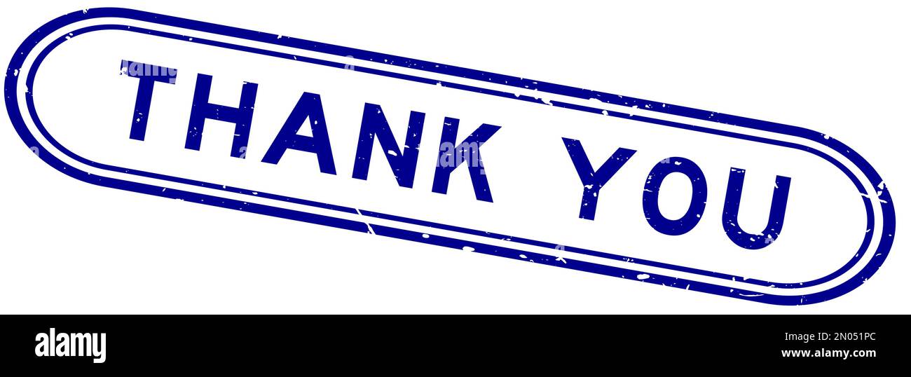 Grunge blue thank you word rubber seal stamp on white background Stock ...