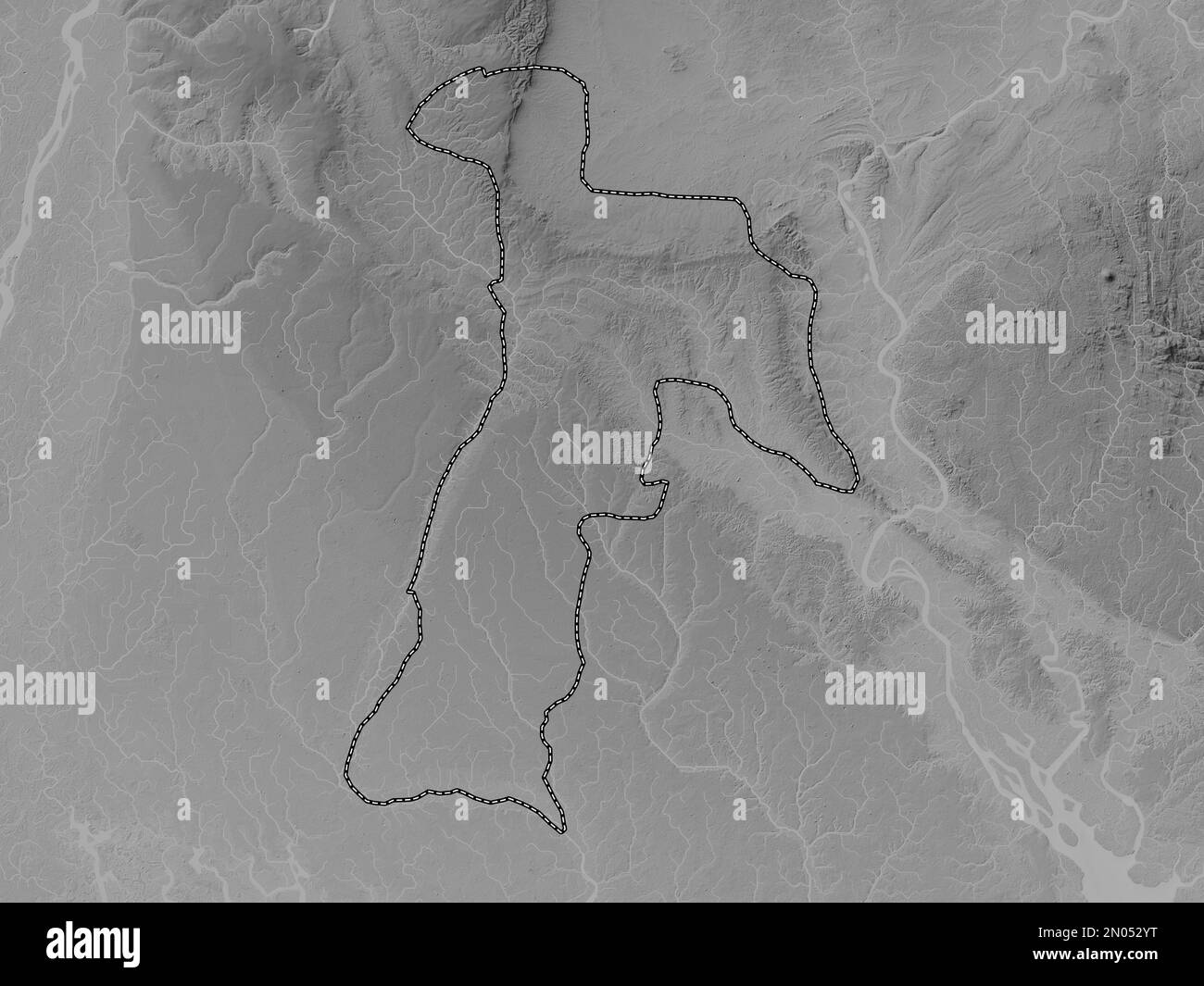 Abia, state of Nigeria. Grayscale elevation map with lakes and rivers ...