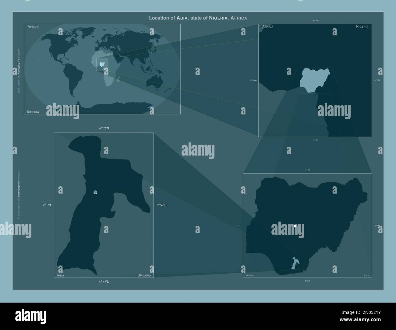 Abia, state of Nigeria. Diagram showing the location of the region on ...