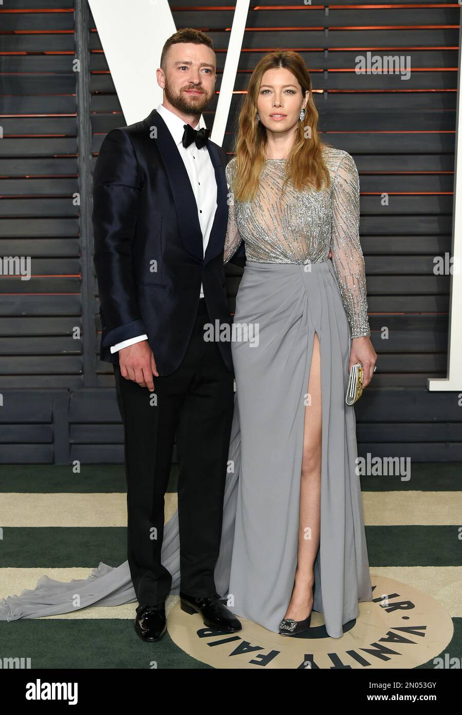 Justin Timberlake and wife Jessica Biel attend the Vanity Fair Fair ...