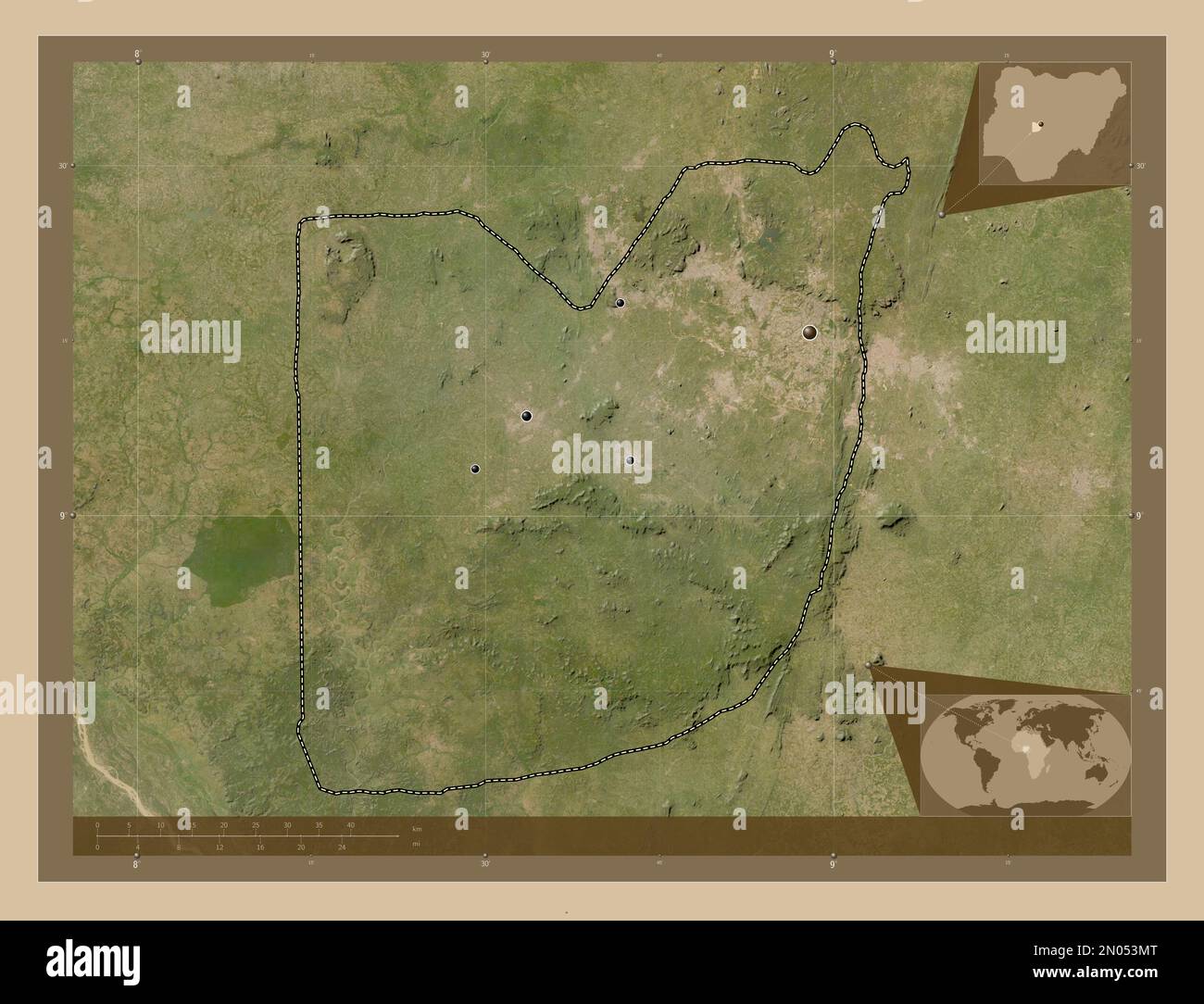 Federal Capital Territory, state of Nigeria. Low resolution satellite ...
