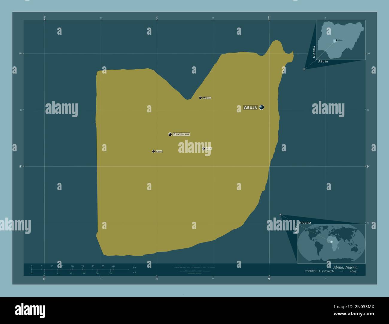 Federal Capital Territory, state of Nigeria. Solid color shape ...