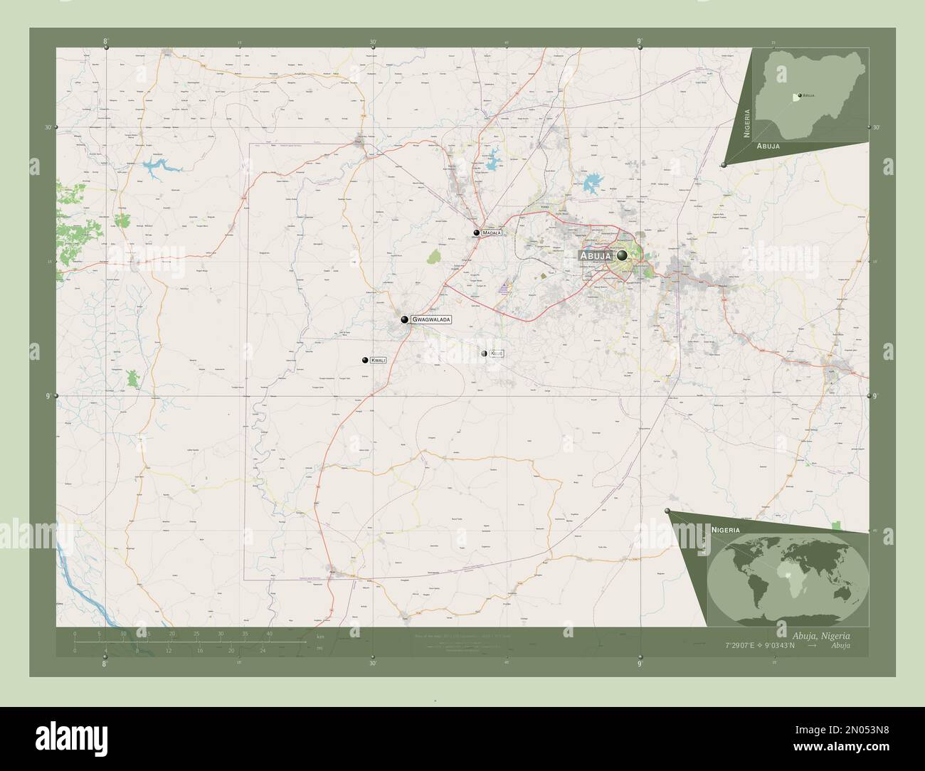 Federal Capital Territory, state of Nigeria. Open Street Map. Locations ...