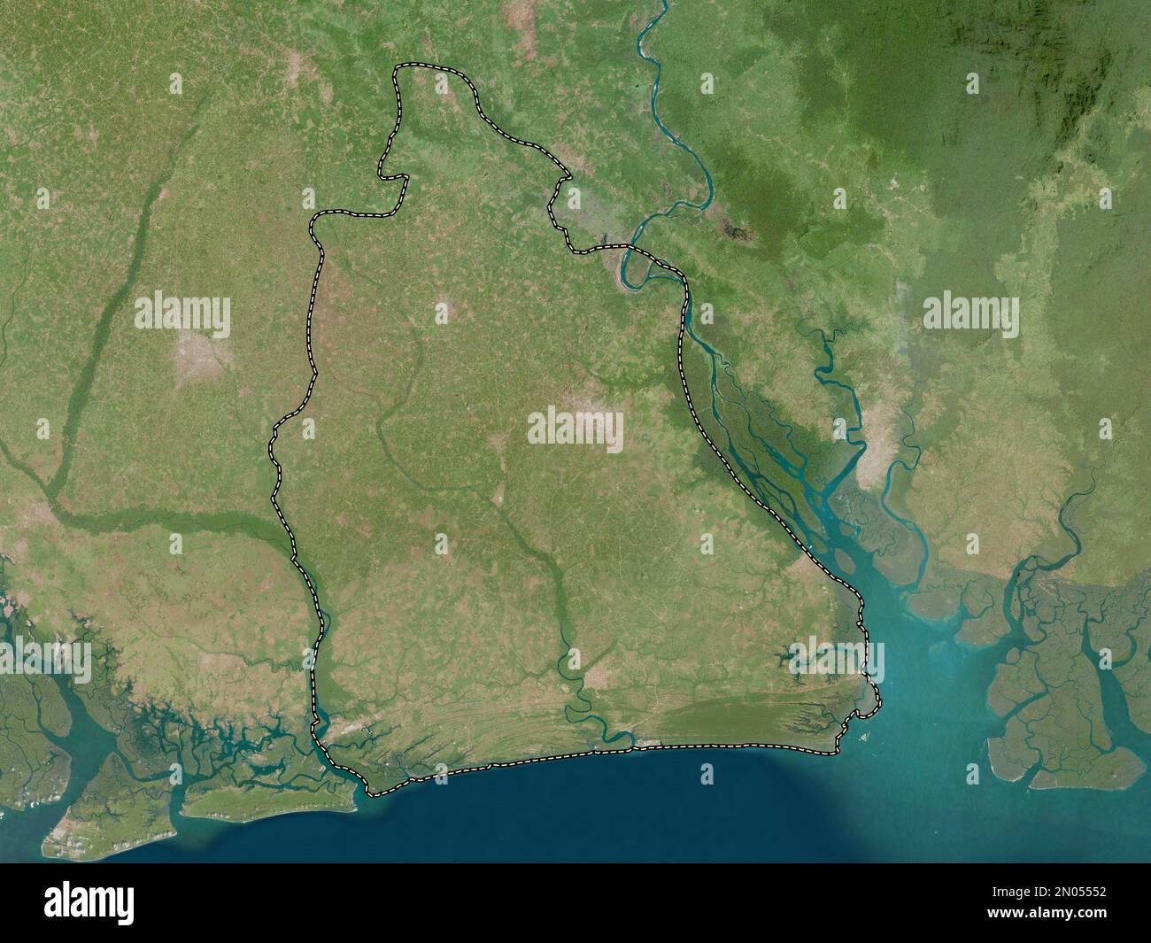 Akwa Ibom, state of Nigeria. High resolution satellite map Stock Photo ...