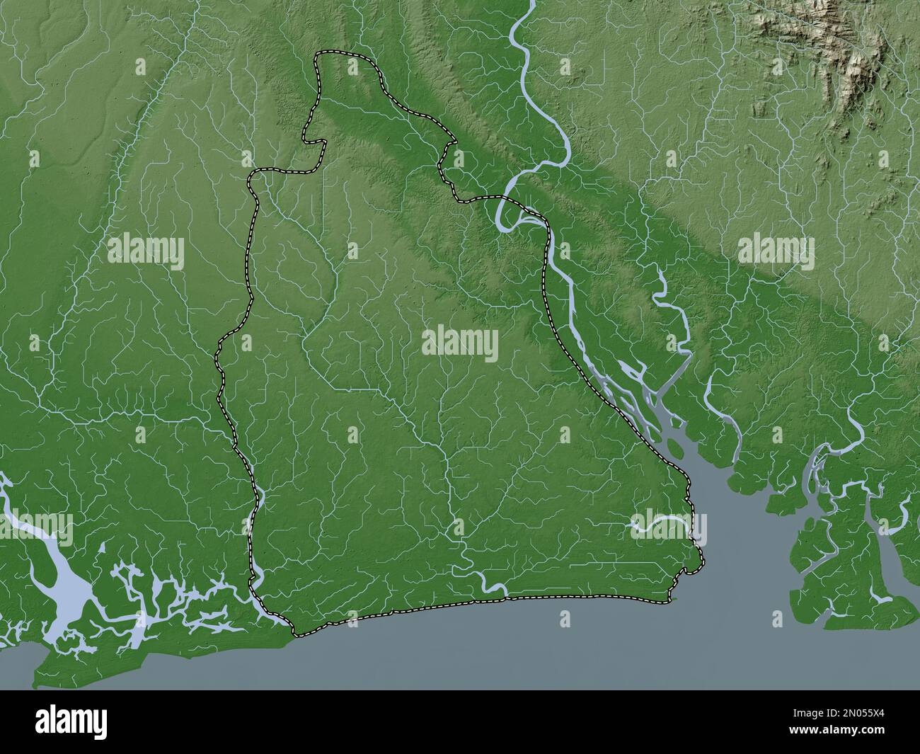 Akwa Ibom, state of Nigeria. Elevation map colored in wiki style with ...