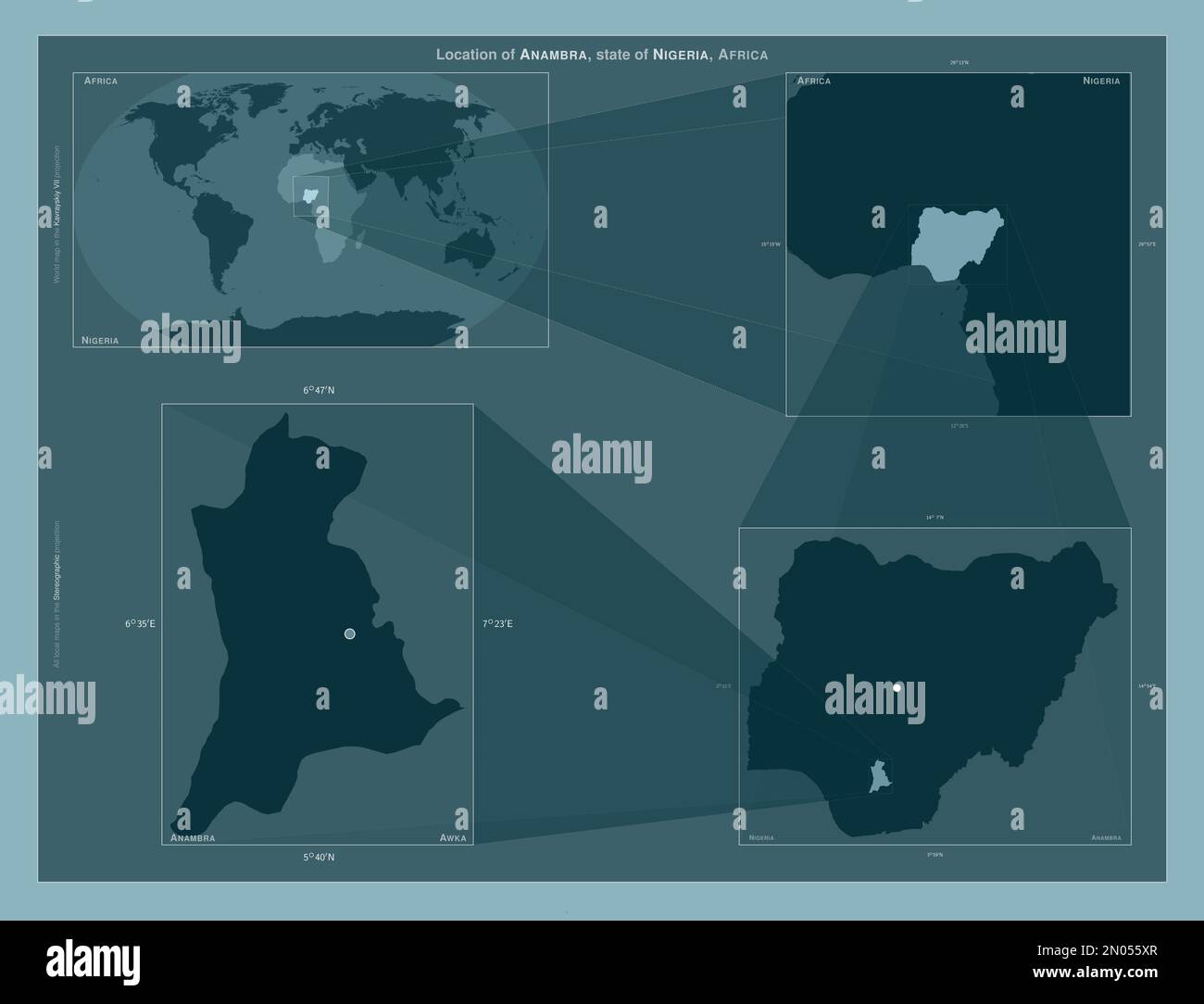 Anambra, state of Nigeria. Diagram showing the location of the region ...