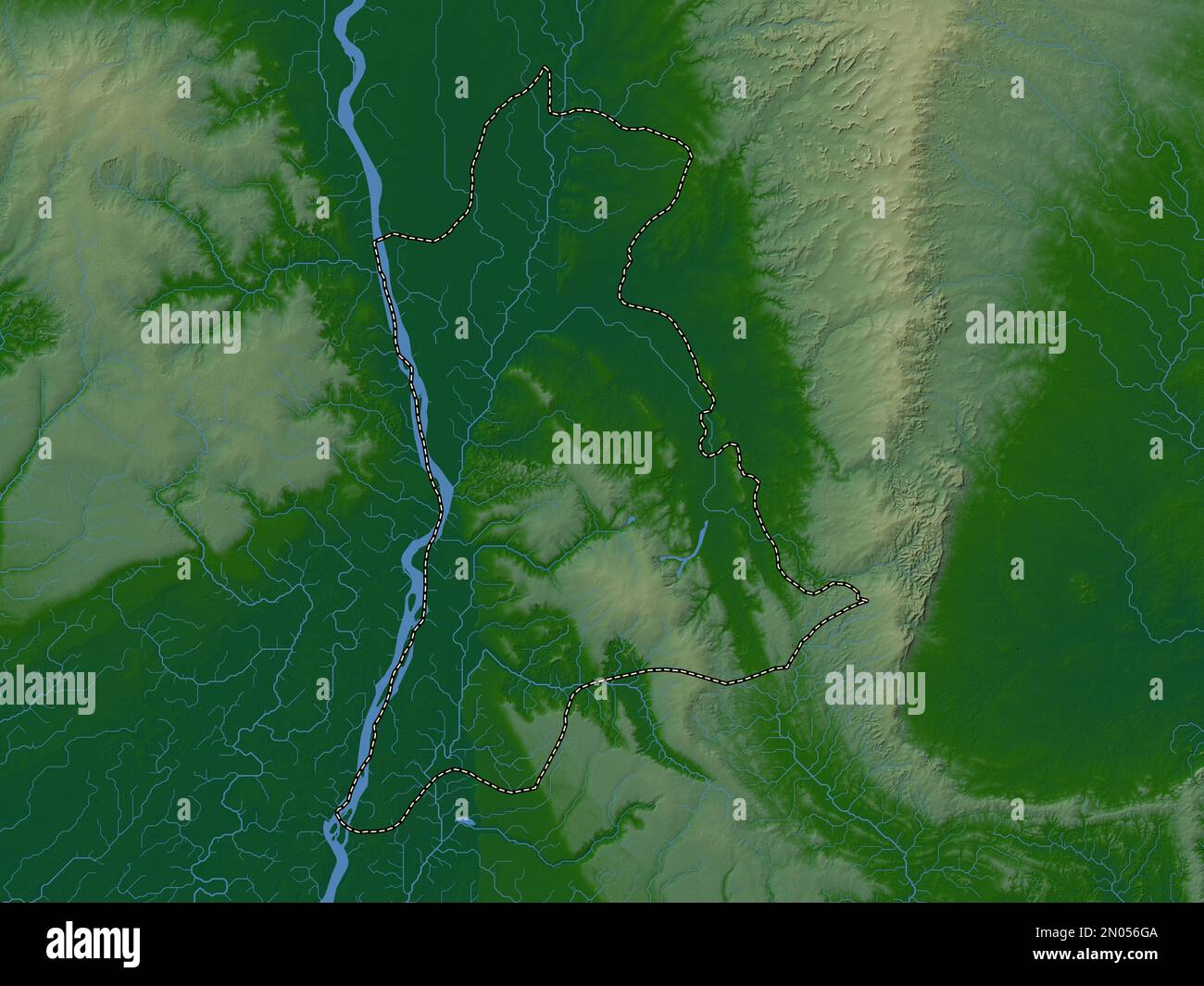 Anambra, state of Nigeria. Colored elevation map with lakes and rivers ...
