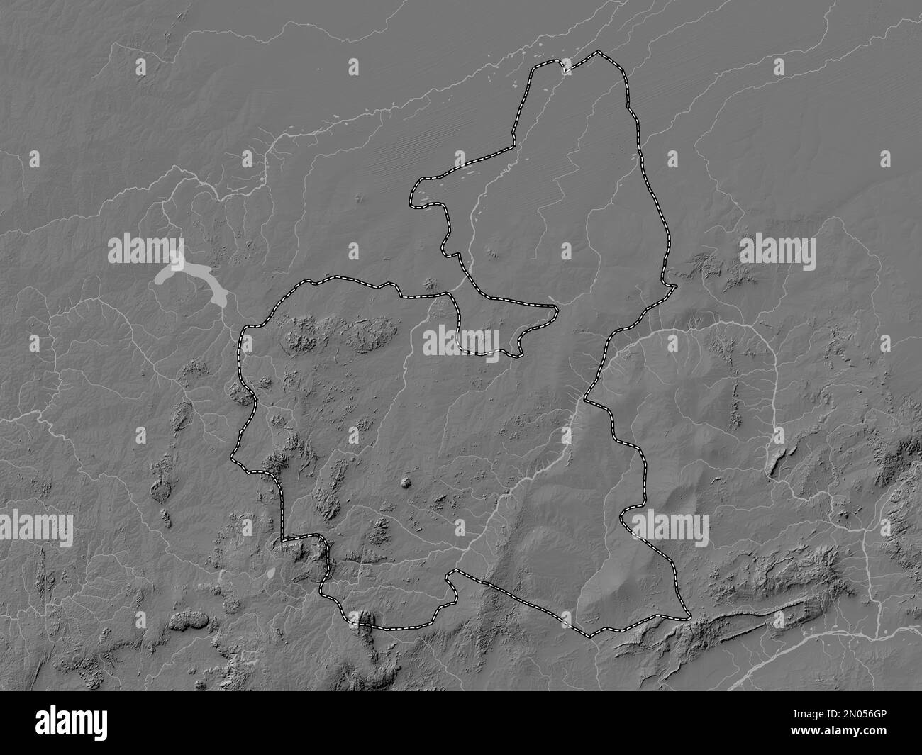 Bauchi, state of Nigeria. Bilevel elevation map with lakes and rivers ...