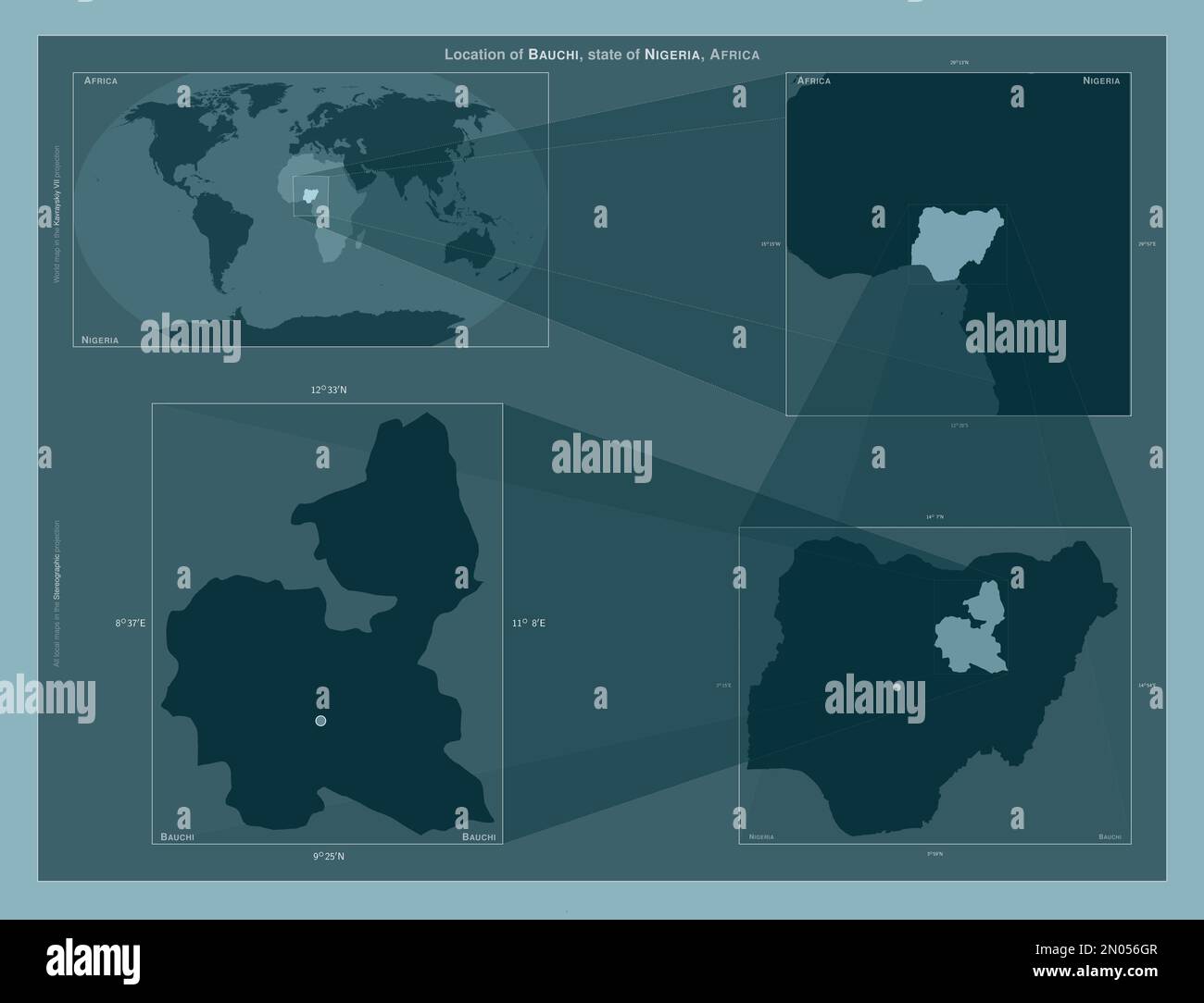 Bauchi, state of Nigeria. Diagram showing the location of the region on ...