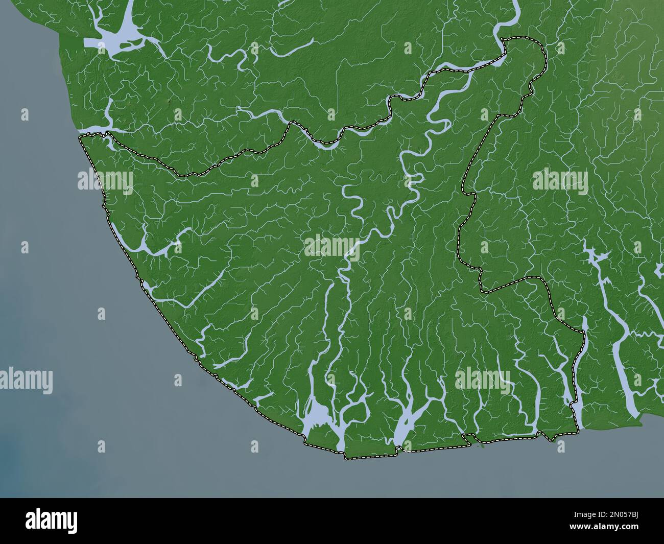 Bayelsa, state of Nigeria. Elevation map colored in wiki style with ...
