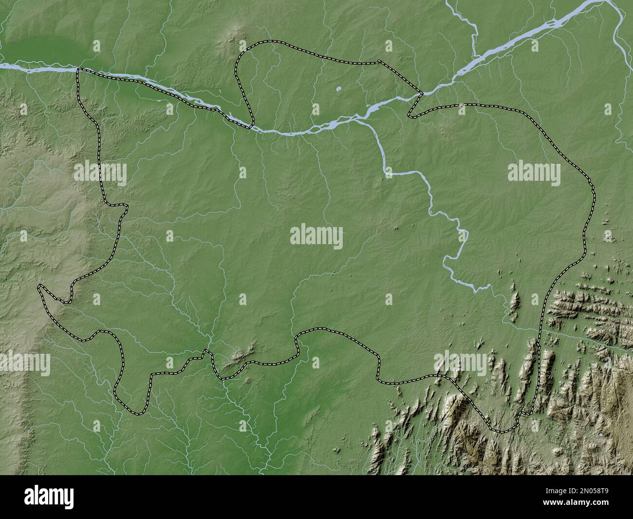 Benue, state of Nigeria. Elevation map colored in wiki style with lakes ...