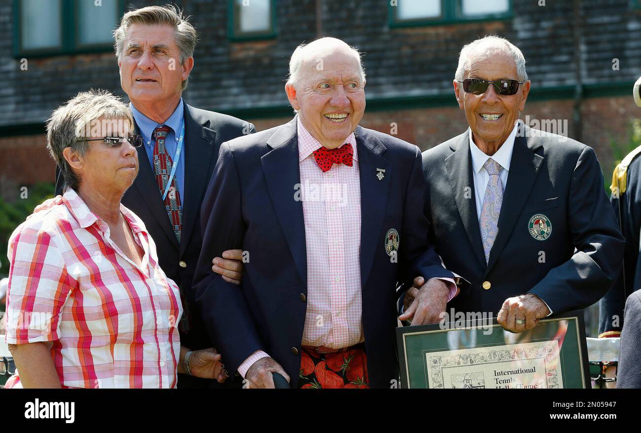 FILE - In this July 12, 2014, file photo, tennis Hall of Famers, from ...
