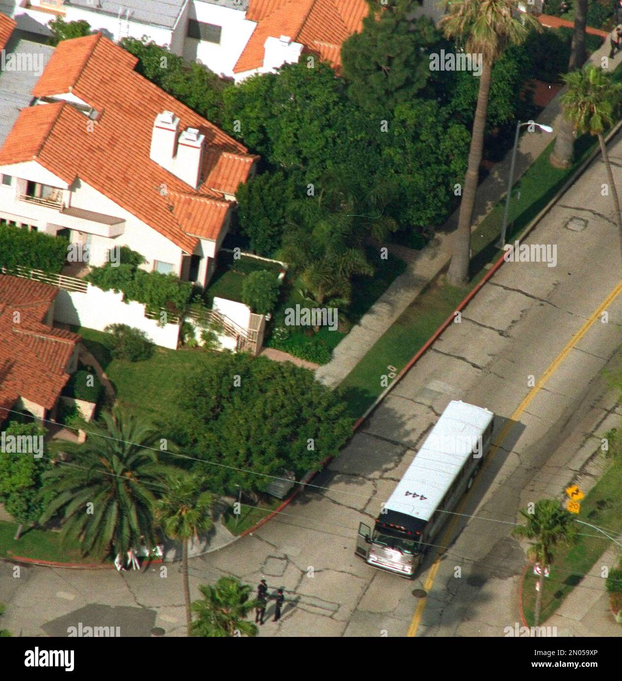 FILE: An aerial view shows Nicole Brown Simpson's condo, top with two ...