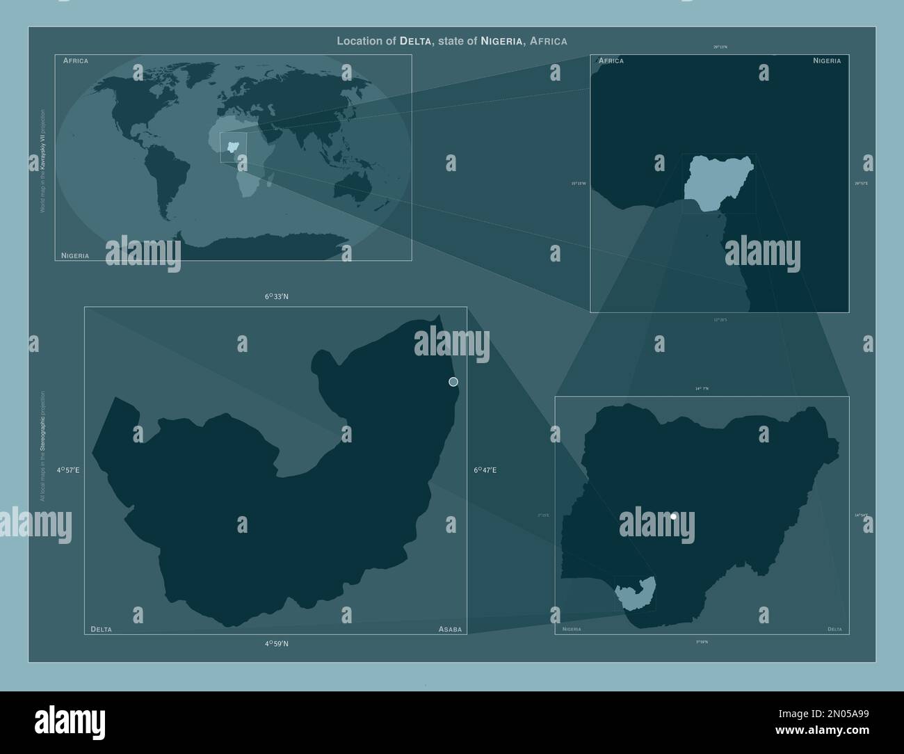 Delta, state of Nigeria. Diagram showing the location of the region on ...