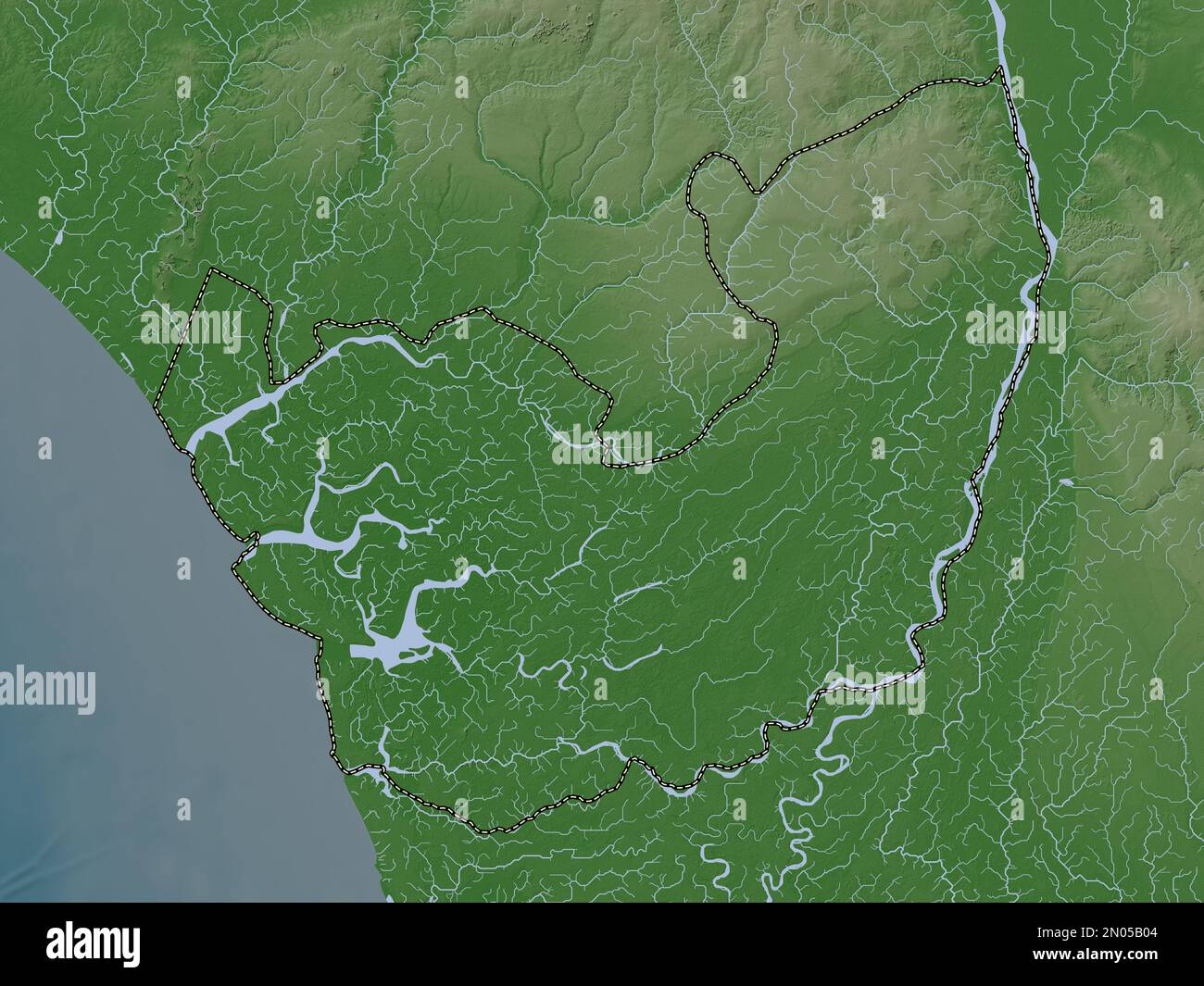 Delta, state of Nigeria. Elevation map colored in wiki style with lakes ...