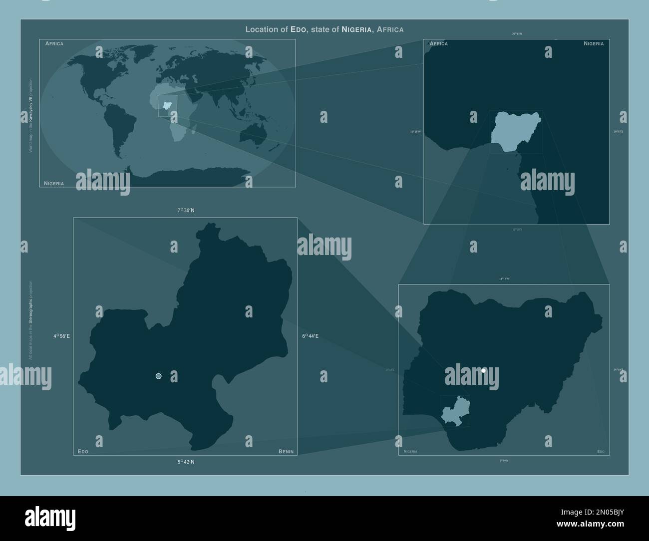 Edo, state of Nigeria. Diagram showing the location of the region on ...