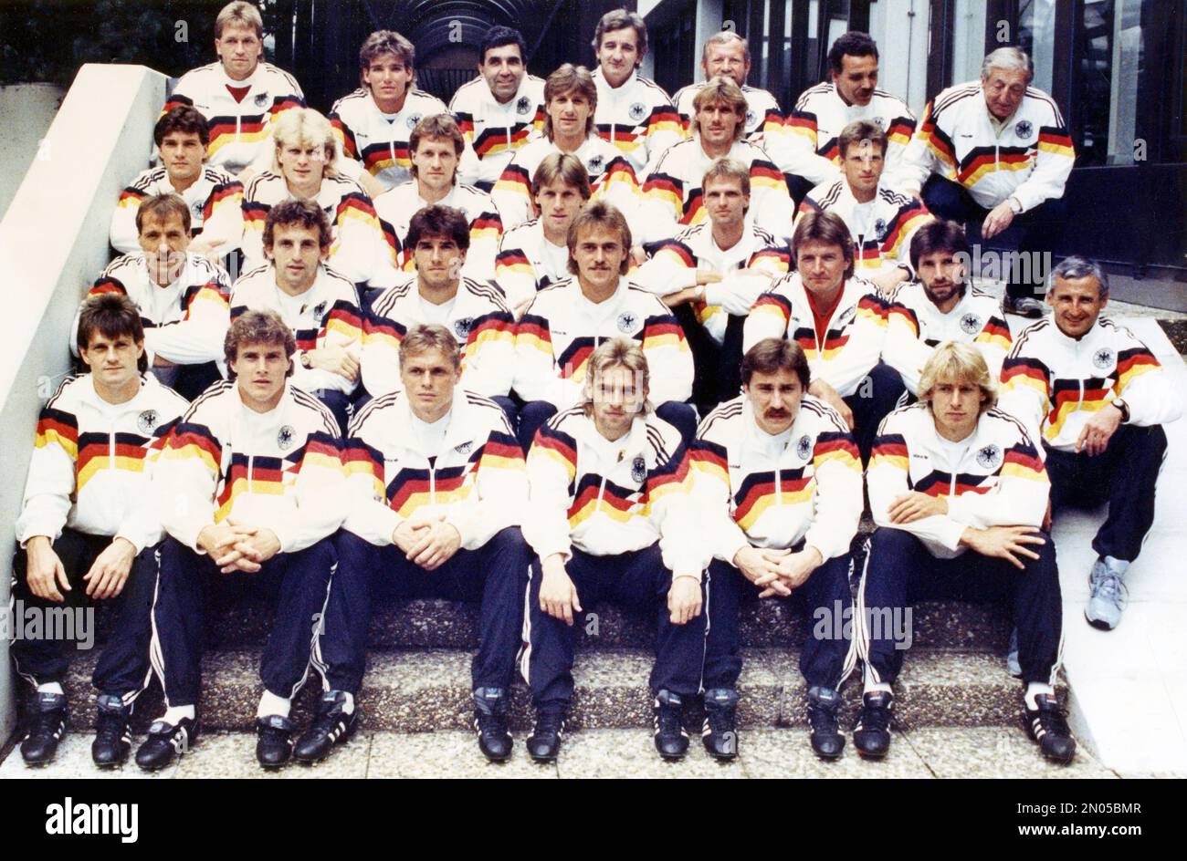 In new Olympic tracksuits, the West German Olympic football team pose ...