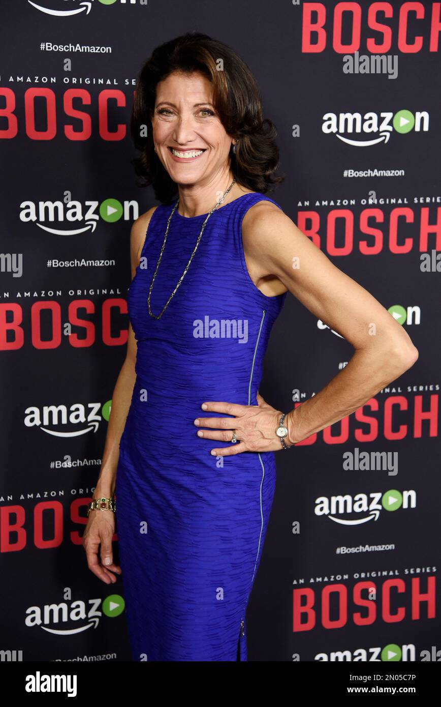 Amy Aquino, a cast member in "Bosch," poses at the season two premiere ...