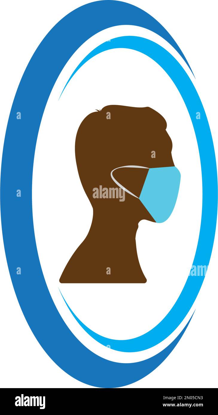 face illustration of a person using a health mask, vector Stock Vector ...