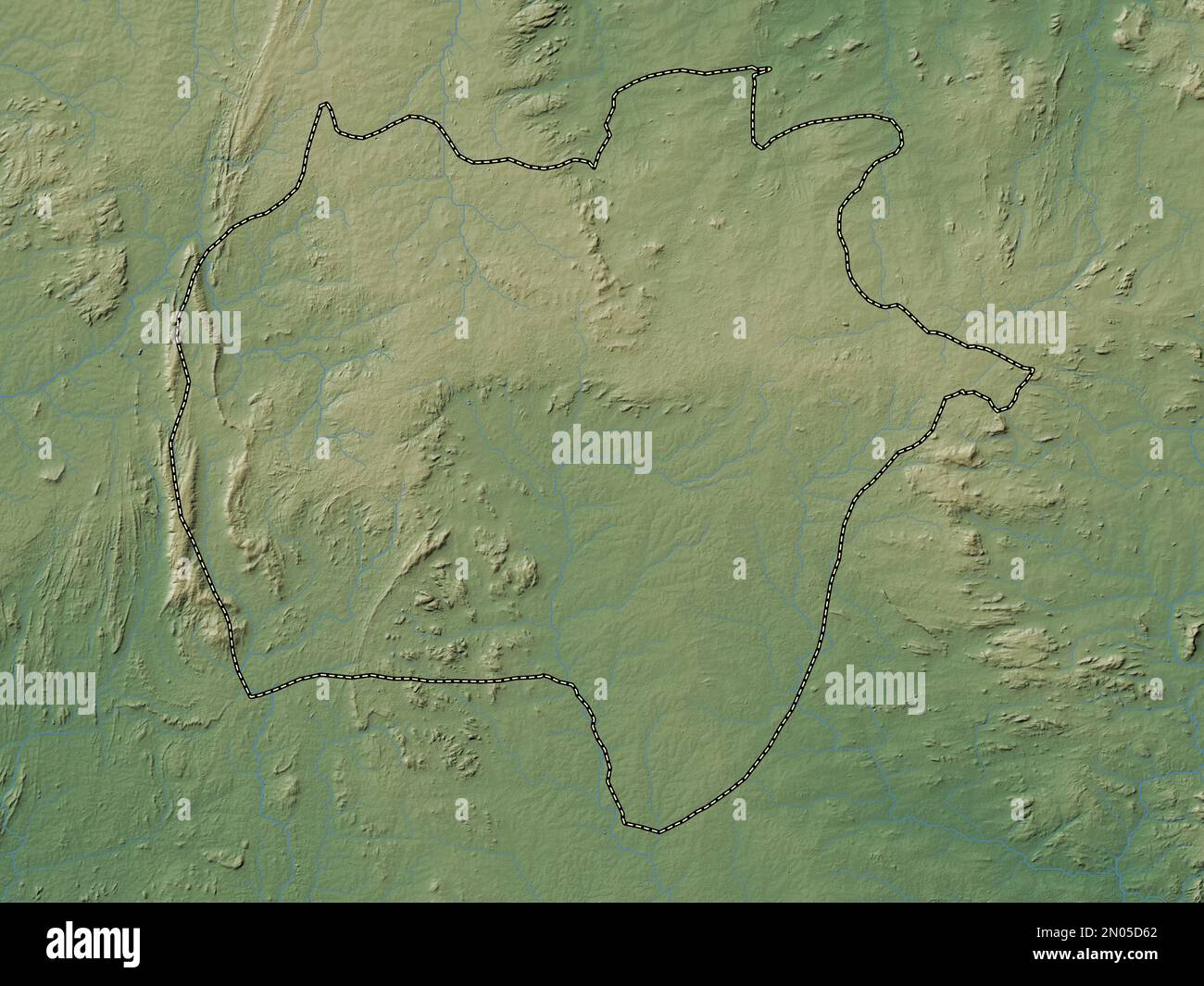 Ekiti, state of Nigeria. Colored elevation map with lakes and rivers ...