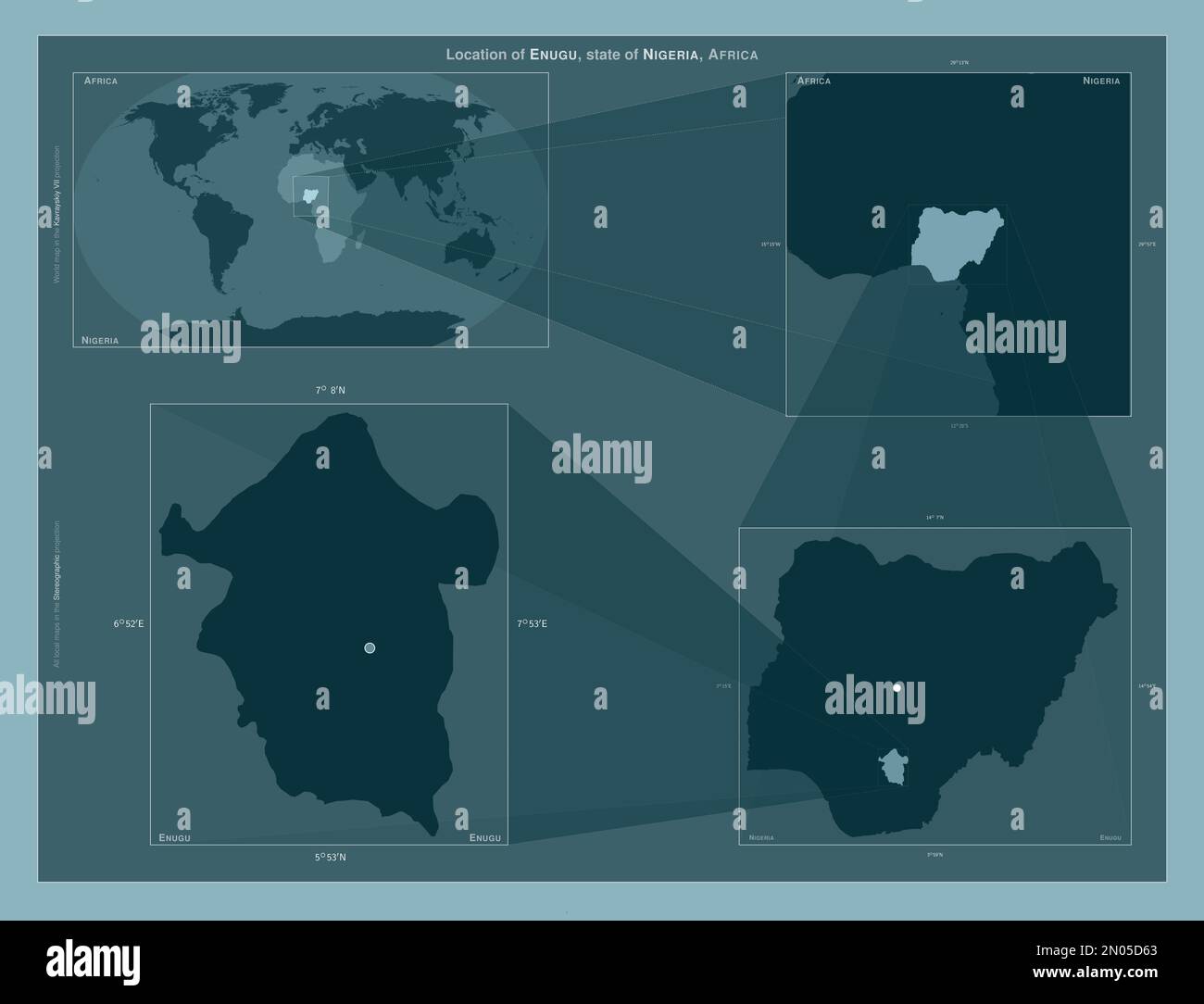 Enugu, state of Nigeria. Diagram showing the location of the region on ...