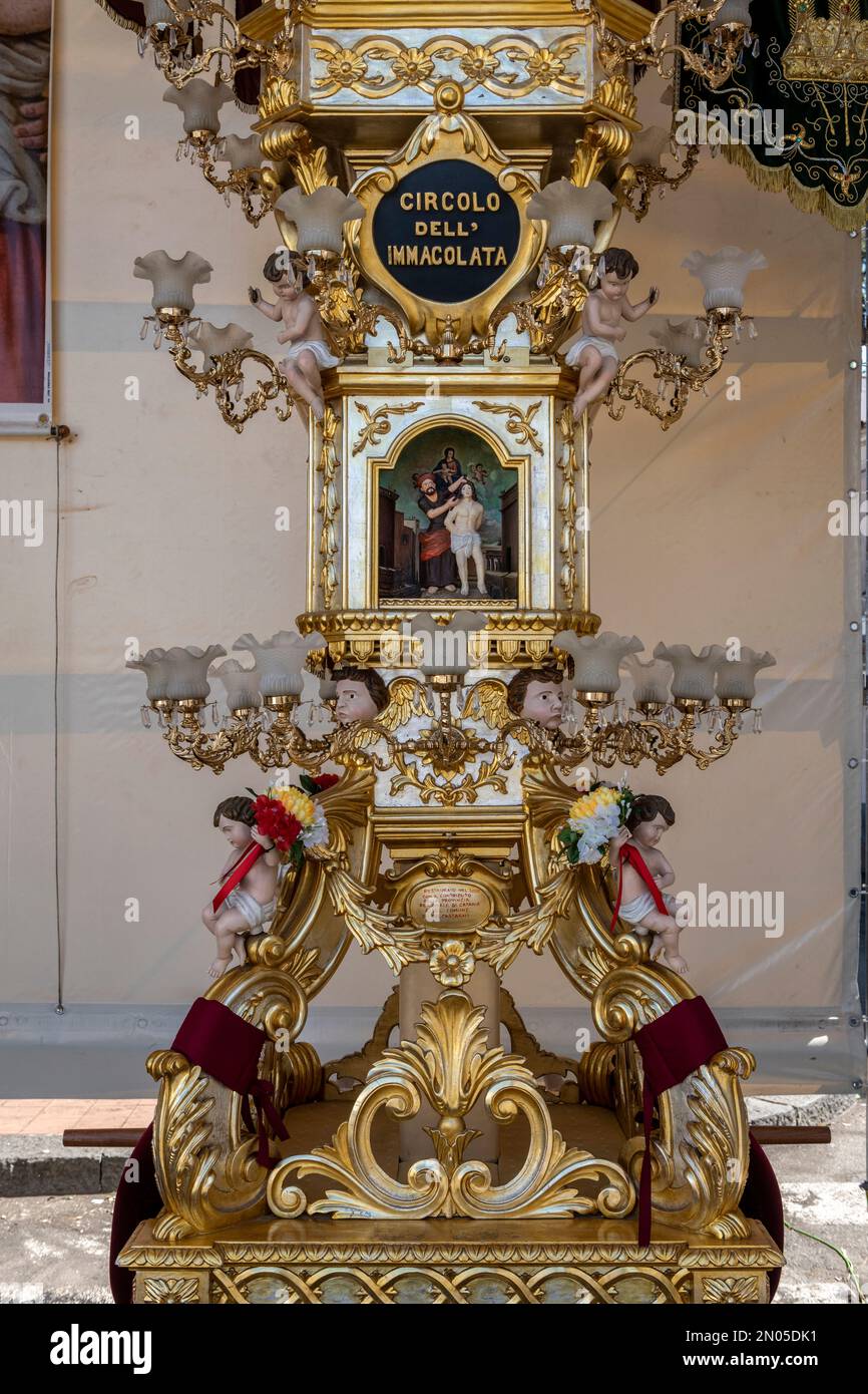 In Trecastagni, Sicily, in early May, the 'candelore' are carried ...