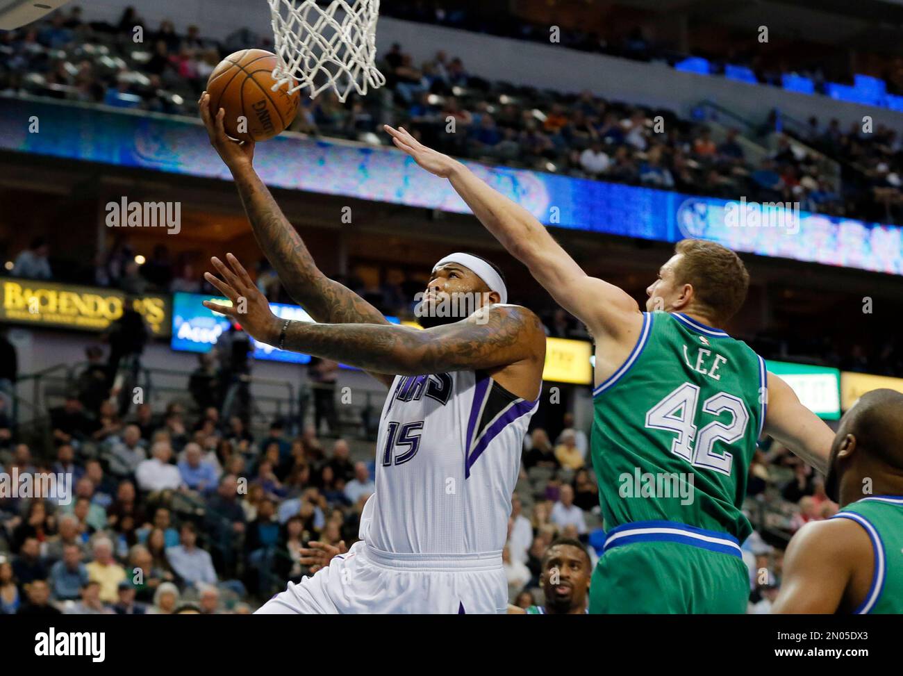 Sacramento Kings center DeMarcus Cousins (15) goes up of a shot attempt ...