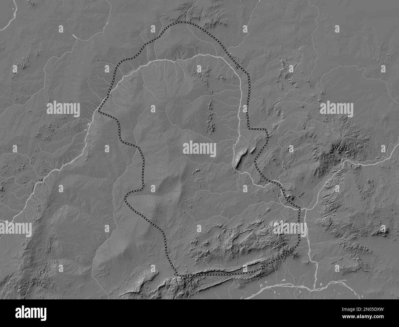 Gombe, state of Nigeria. Bilevel elevation map with lakes and rivers ...