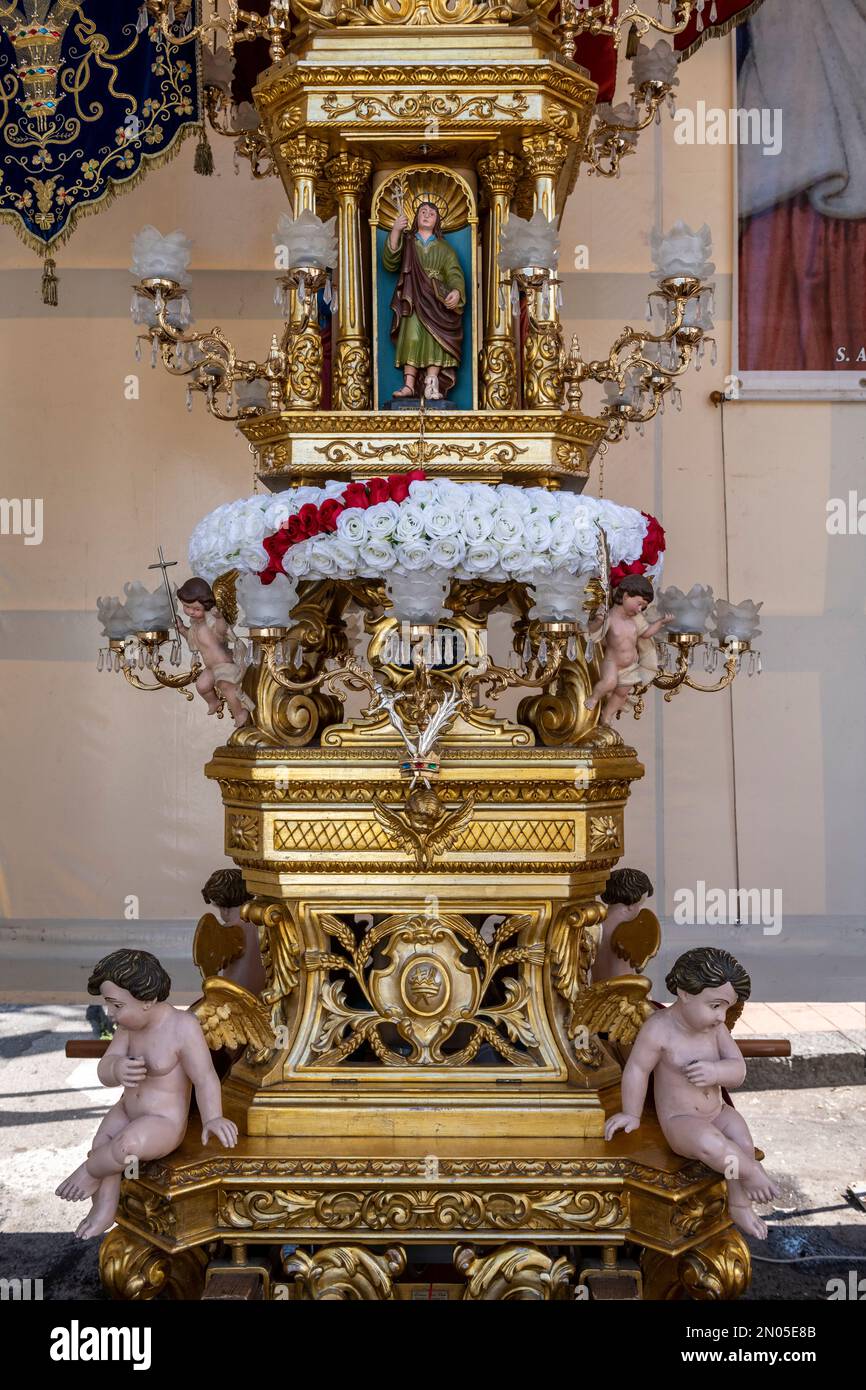 In Trecastagni, Sicily, in early May, the 'candelore' are carried ...