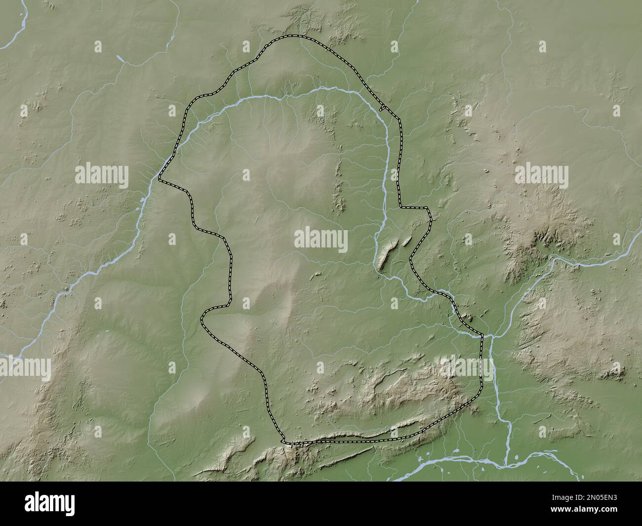 Gombe, state of Nigeria. Elevation map colored in wiki style with lakes ...