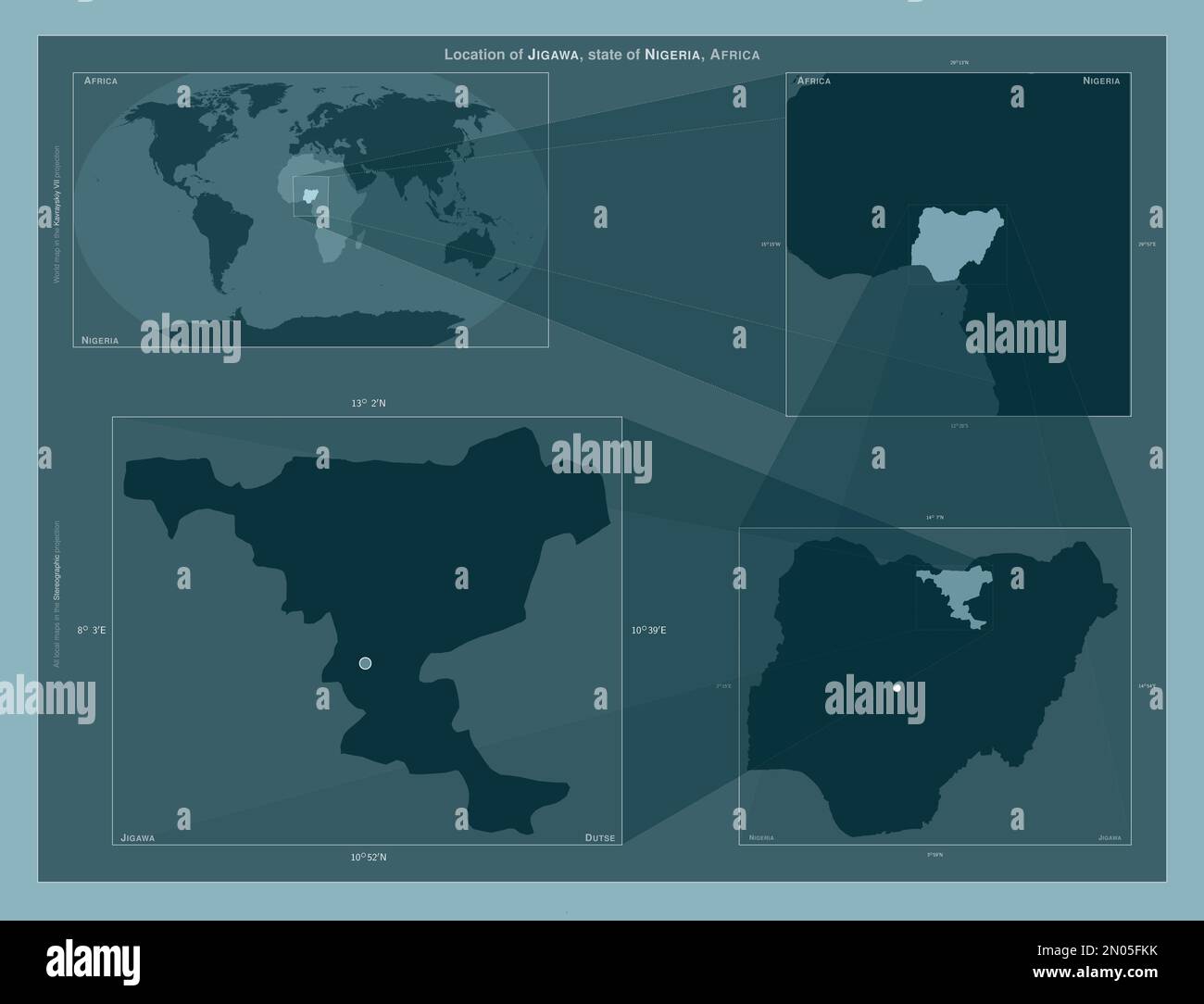 Jigawa, state of Nigeria. Diagram showing the location of the region on ...