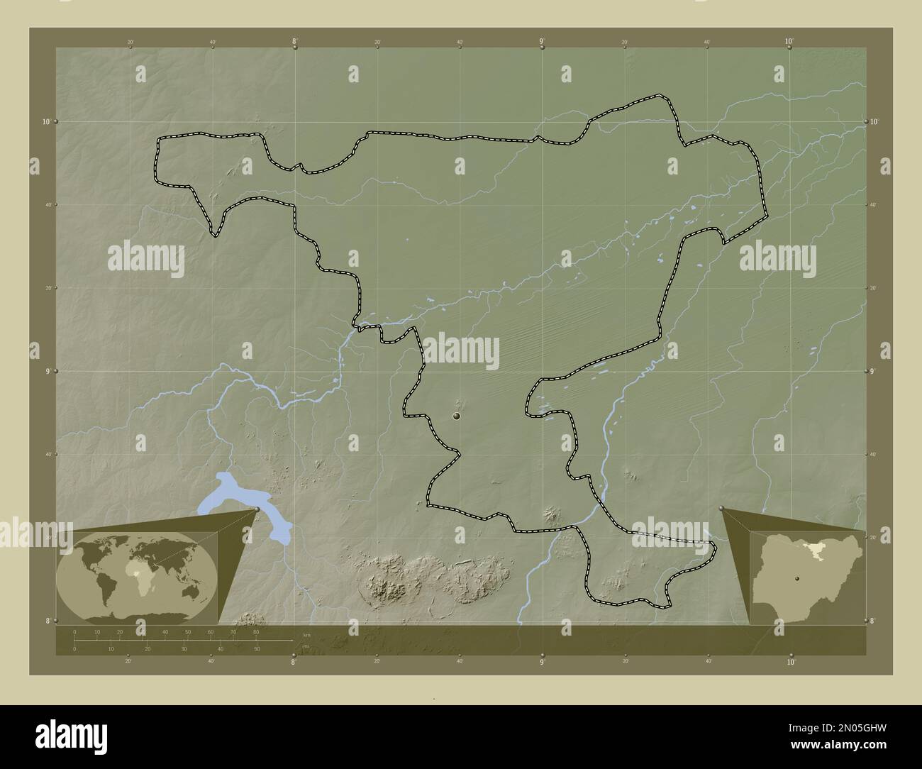 Jigawa, state of Nigeria. Elevation map colored in wiki style with ...