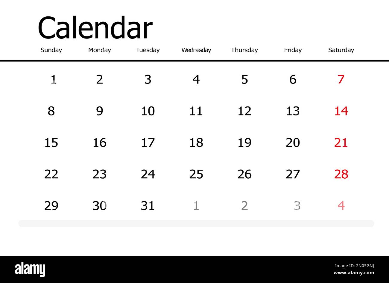 Minimalistic calendar Cut Out Stock Images & Pictures - Alamy