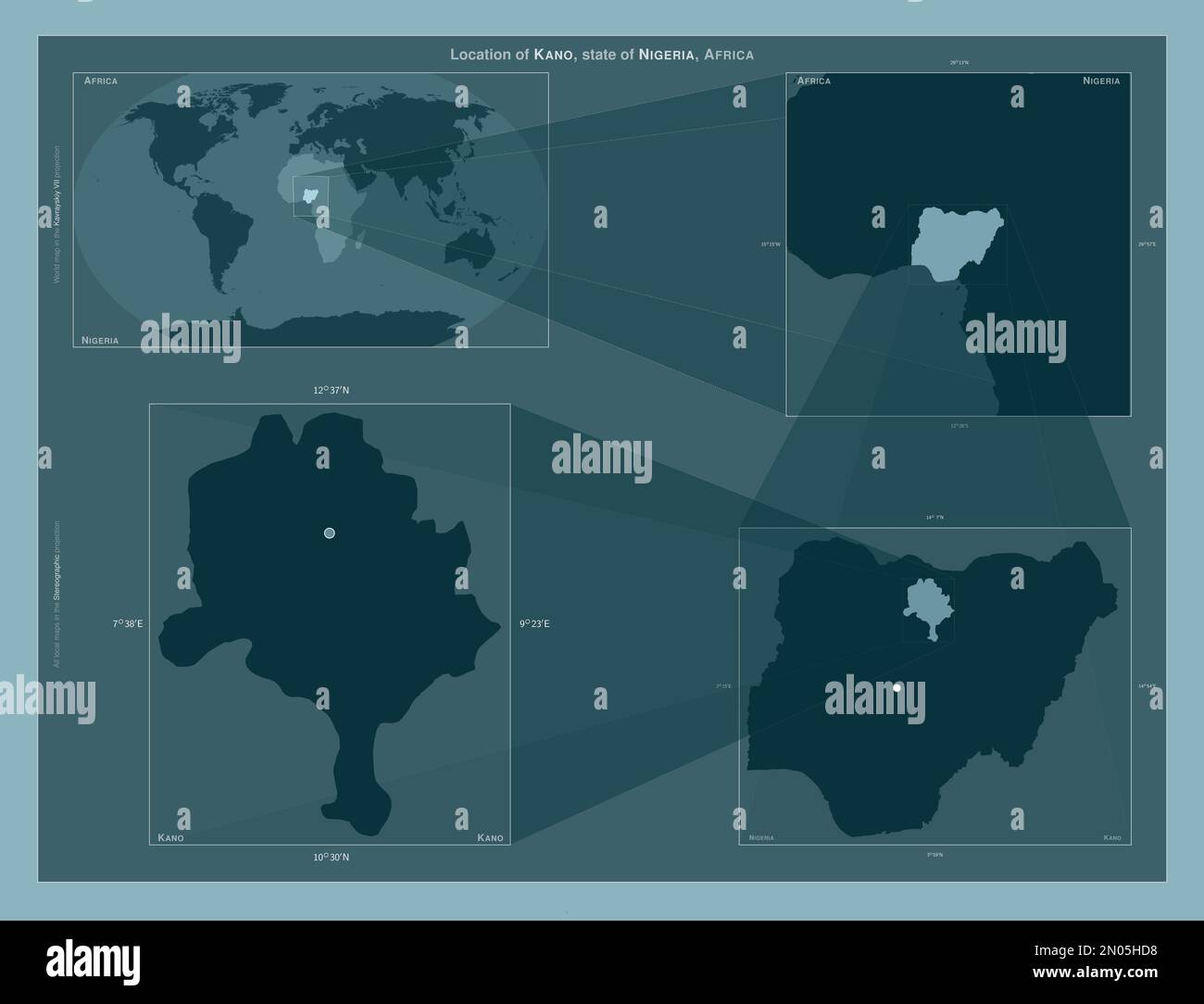 Kano, state of Nigeria. Diagram showing the location of the region on ...