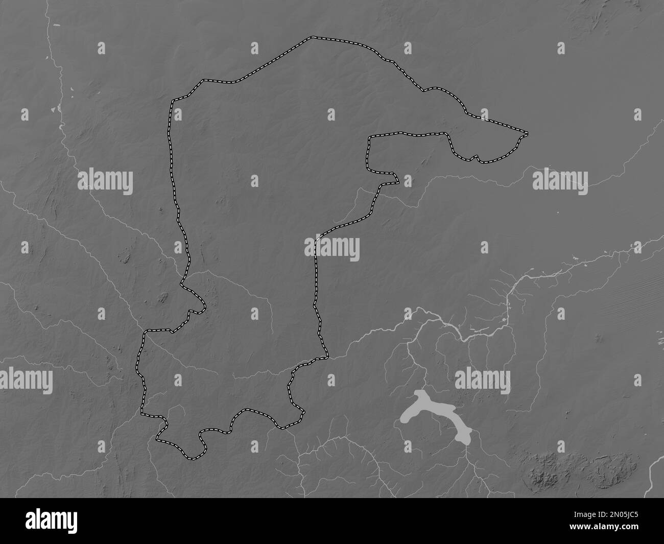 Katsina, state of Nigeria. Grayscale elevation map with lakes and ...