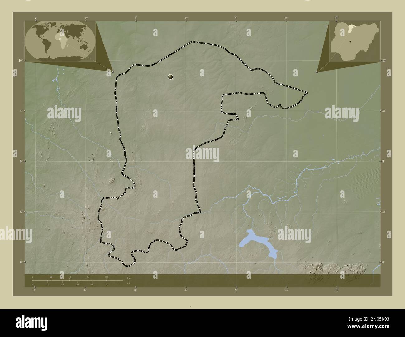 Katsina, state of Nigeria. Elevation map colored in wiki style with ...