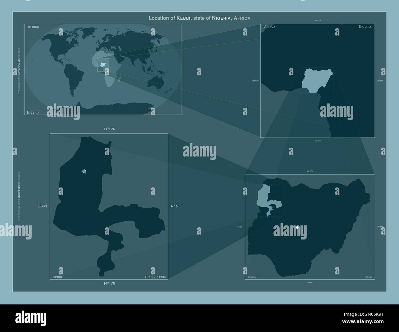 Kebbi, state of Nigeria. Diagram showing the location of the region on ...